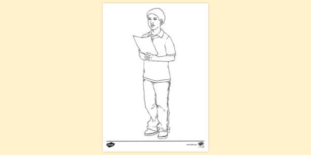FREE! - Child Boy Giving Presentation Colouring | Colouring Sheets