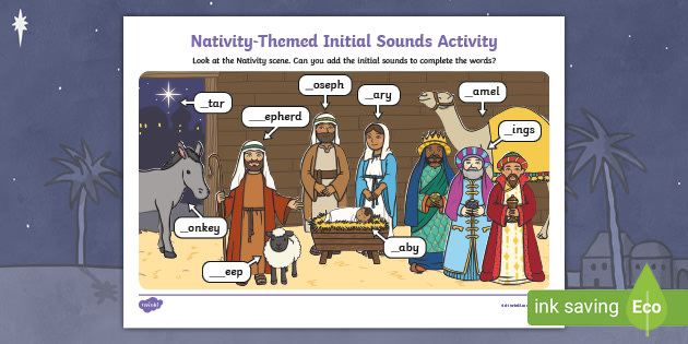 Nativity-Themed Initial Sounds Phonics Activity