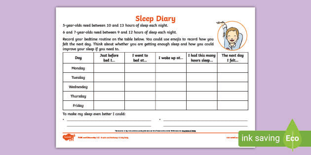 Health Education Sleep Diary Activity (teacher made)