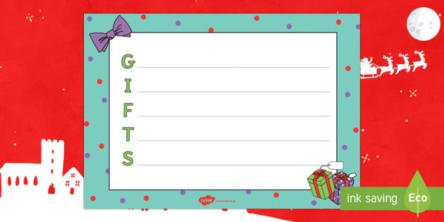 Christmas Gifts Poem Template (teacher made)