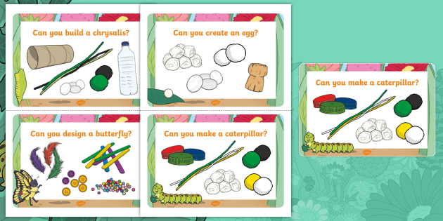 Loose Parts Butterfly Life Cycle Creations Prompt Cards Activity