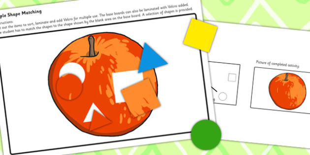 Workstation Pack Various Shape Matching Activities Set 2