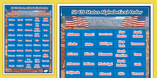 Us States In Alphabetical Order