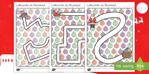 Fichas de motricidad fina trazo: La Navidad - camino, lapiz ...