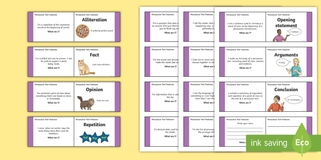Persuasive Text Features Flashcards | Twinkl | Teacher Made