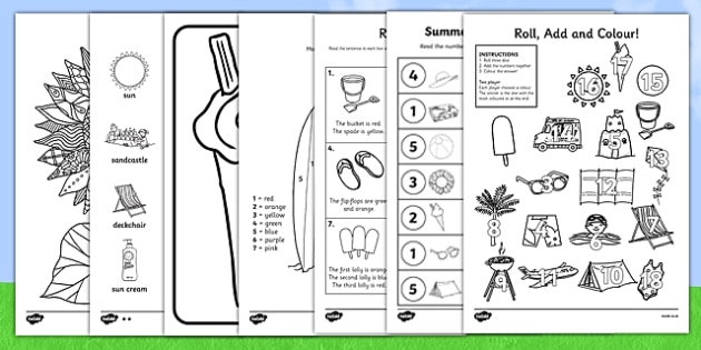 Summer Holiday Colouring Activity Pack