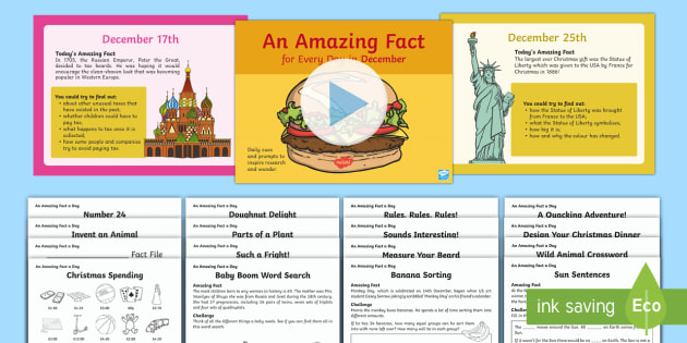 December An Amazing Fact a Day Activity Pack (teacher made)