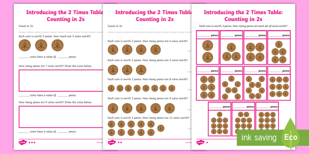 Introduction to 2 Times Table Differentiated Worksheets