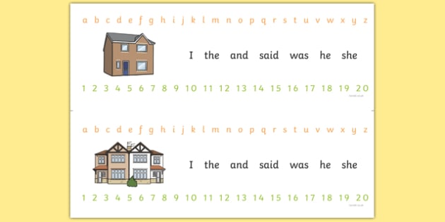 Combined Alphabet and Number Strips (Houses and Homes)