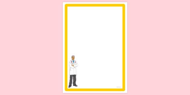 FREE! - Simple Blank Male Doctor Page Border | Page Borders | Twinkl