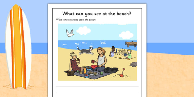 Beach Picnic Writing Stimulus Picture Writing Frames