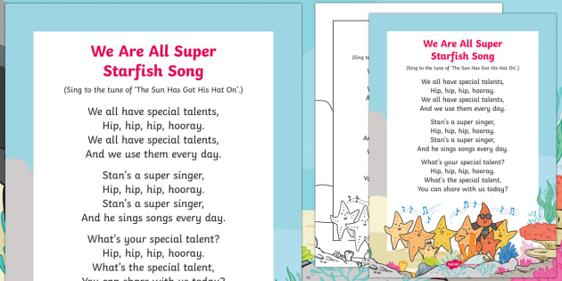 Starry-Eyed Stan We Are All Super Starfish Song Lyrics