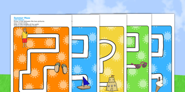 Summer Pencil Control Path Worksheet / Worksheets Polish Translation