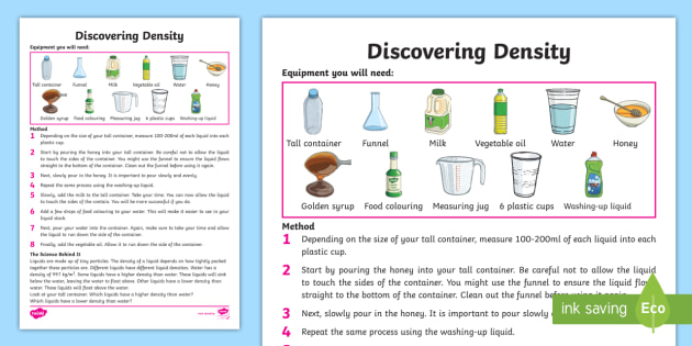 Discovering Density Experiment Step-by-Step Instructions