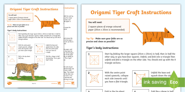 FREE! - How to Make an Origami Tiger Craft Tutorial