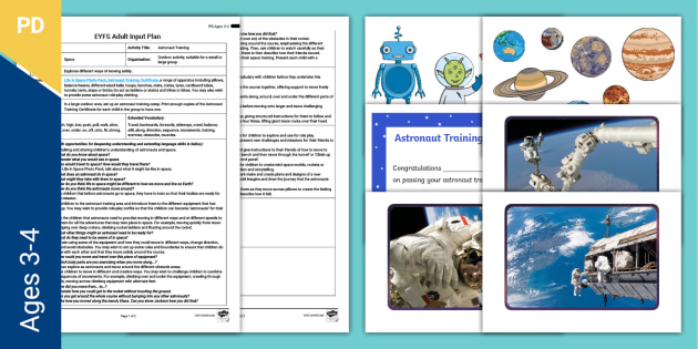 EYFS Space Astronaut Training Input Plan, Resource Pack