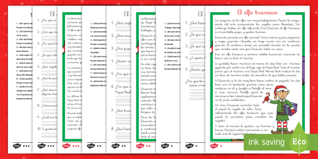 Comprensión lectora: El elfo travieso - La Navidad
