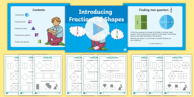 Introducing Fractions of Shapes Differentiated Activity Pack
