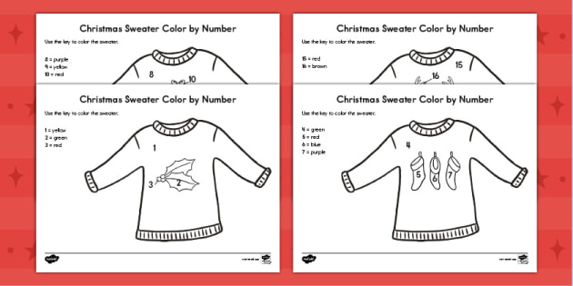 Christmas Color by Numbers | twinkl.com