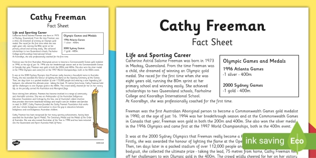 Australian Olympic Athletes Fact Sheet Cathy Freeman