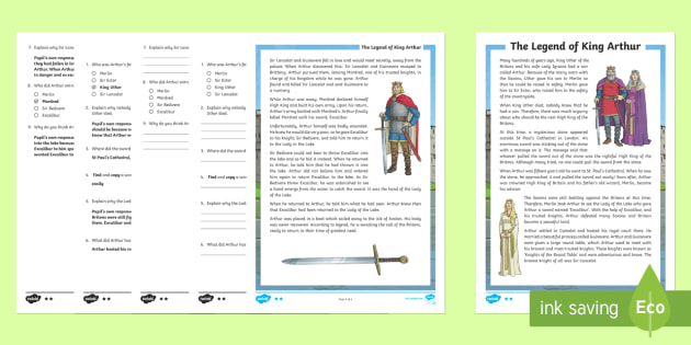 The Legend of King Arthur - Facts and Information Sheet
