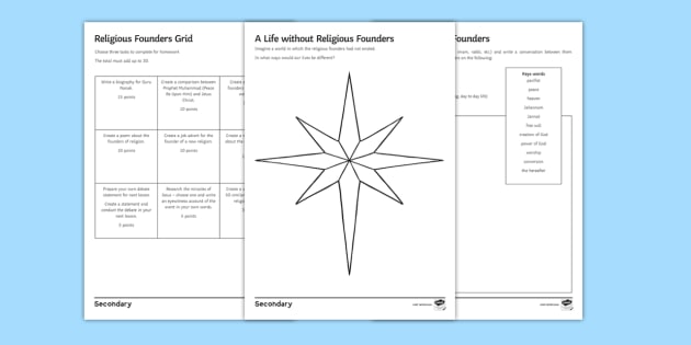 Founders of Religion Worksheet / Worksheets (teacher made)