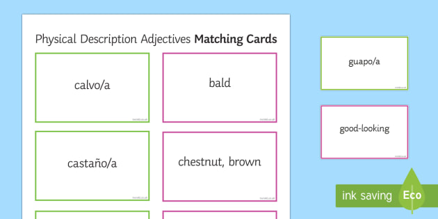 Adjectives for Physical Description Matching Cards