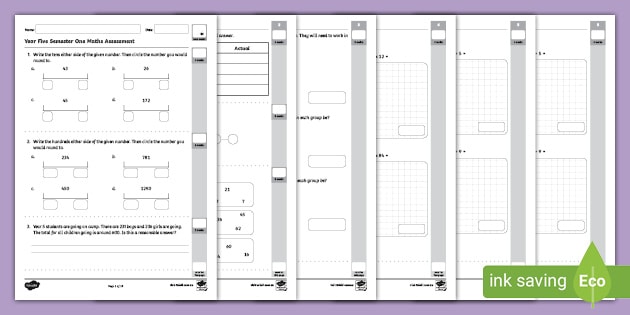 Year Five Semester One Maths Assessment