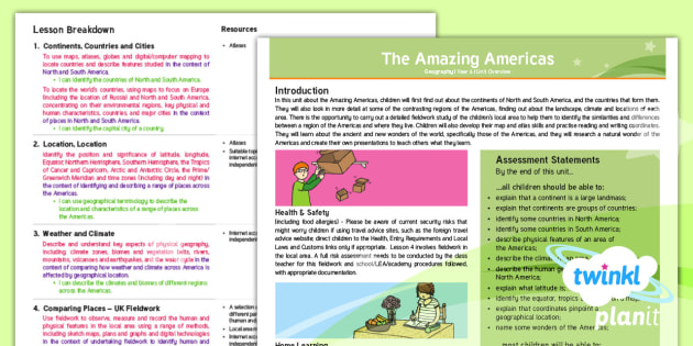 FREE! - The Americas Planning Overview - Year 6 Geography