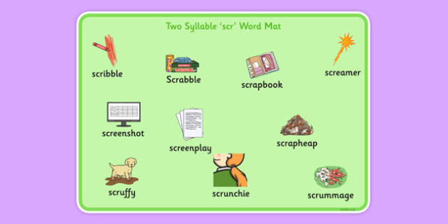 Two Syllable SCR Word Mat (teacher made)