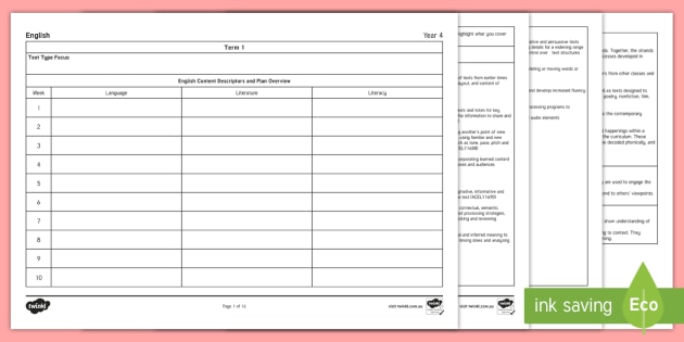 Year 4 English Sequence of Learning Overview (teacher made)