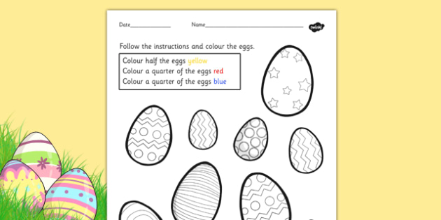 Easter Fractions Worksheet | Maths Activities (teacher made)