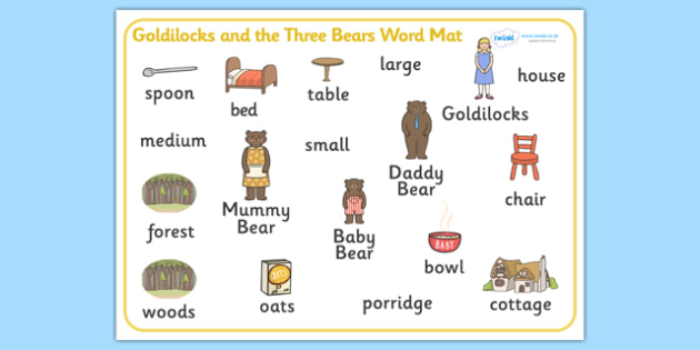 Goldilocks and the Three Bears Word Mat - Goldilocks and the