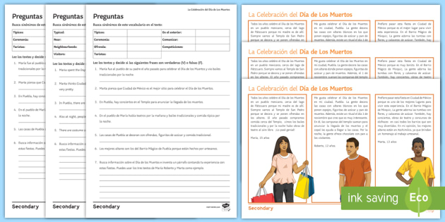 Mexican Day of the Dead Differentiated Reading Comprehension Activity ...