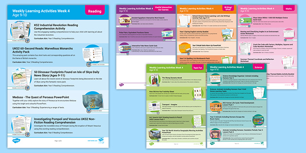 FREE! - Weekly Learning Activities Pack Week 4 Age 9-10
