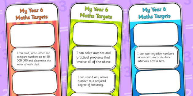 2014 National Curriculum Year 6 Maths Target Bookmarks