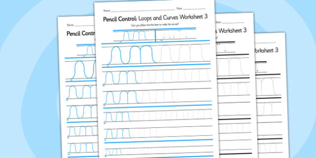 Pencil Control Loops And Curves Worksheet 3 - pencil control