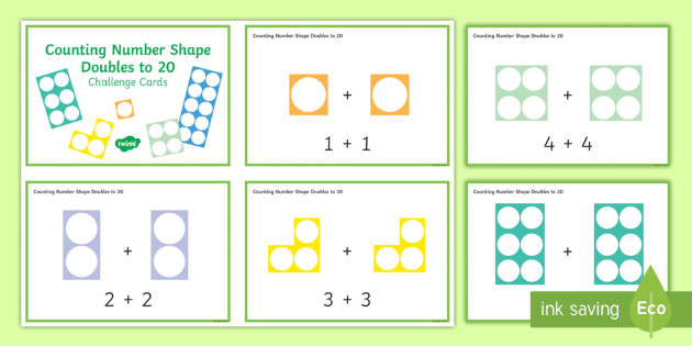 Counting Number Shape Doubles to 20 Challenge Cards