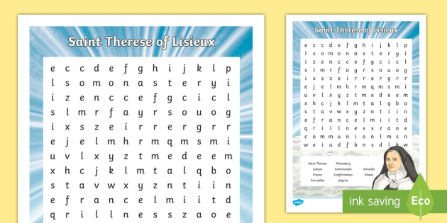 Saint Therese of Lisieux Word Search (teacher made)
