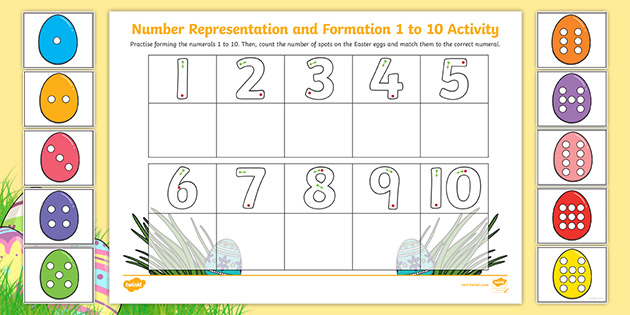 👉 Easter-Themed Number Representation and Formation 1 to 10 Activity