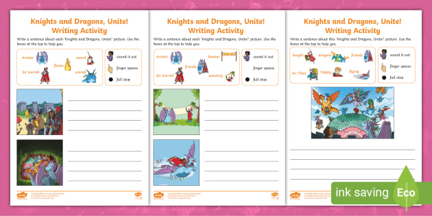 Knights and Dragons, Unite! Writing Activity (teacher made)