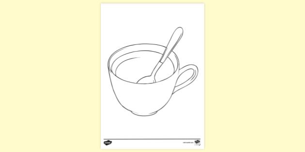FREE! - Tea With Spoon Colouring Sheets | Colouring Pages