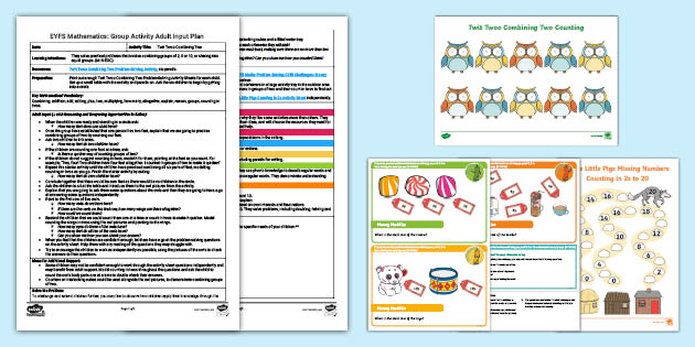EYFS Maths: Twit Twoo Combining Two Group Activity Adult Input Plan and