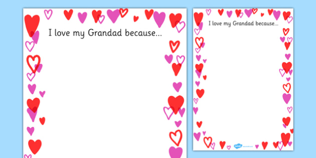 I Love My Grandad Because Page Borders (teacher made)