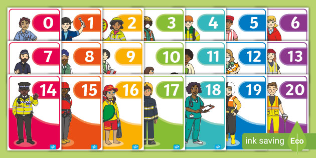 Numbers 0-20 with People Who Help Us Posters (teacher made)