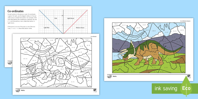 Coordinates and y=mx+c Colour by Number Worksheet