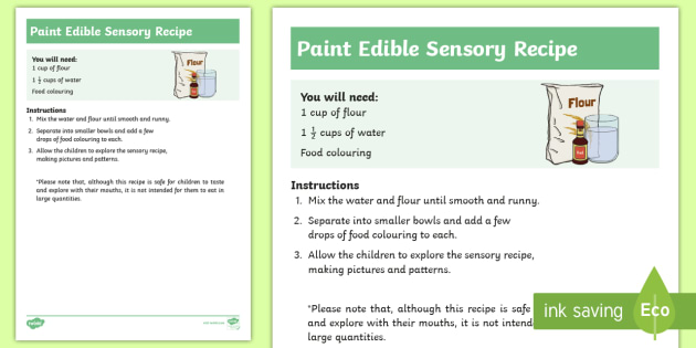 Paint Edible Sensory Recipe (teacher made)