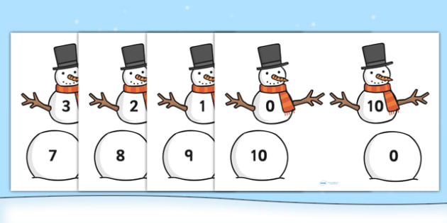 Snowman Number Bonds to Ten (teacher made)