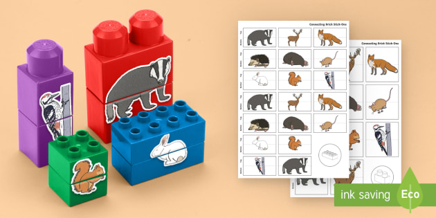 Woodland Animals Matching Connecting Bricks Game