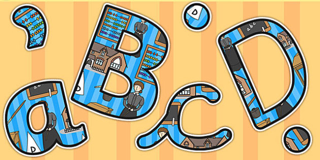 Victorian School Themed Size Editable Display Lettering - school